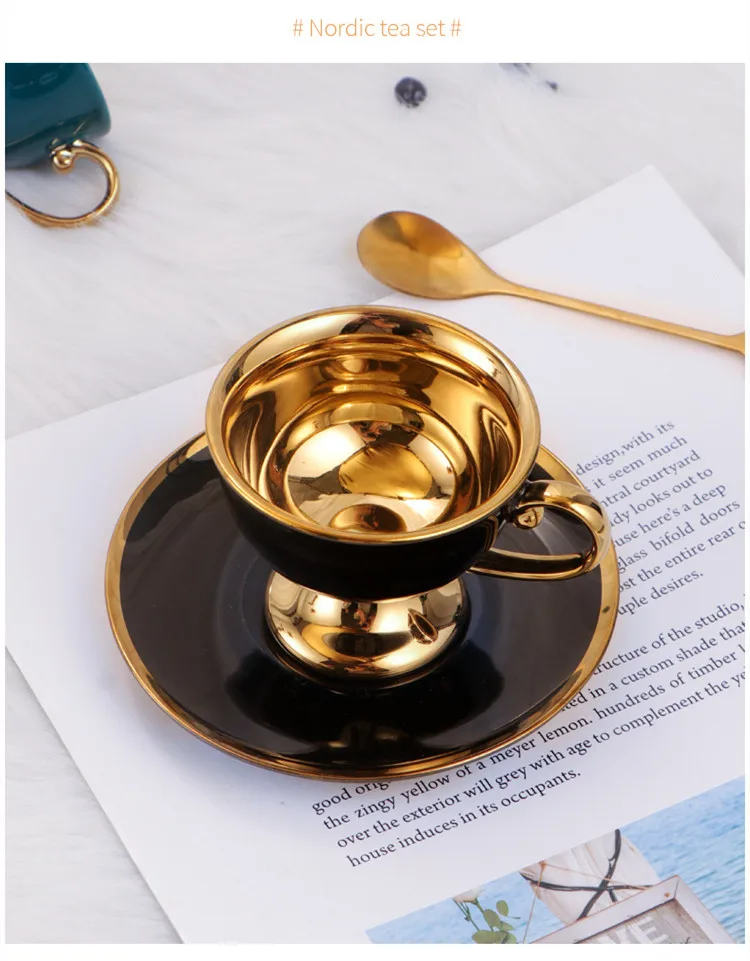 Turkey Style Goblets Modern Luxury Gold-plated Coffee Cup Set High ...