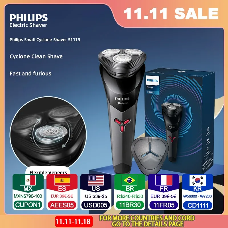 Philips-S1113-Elektrisch-scheerapparaat-Opladen-via-USB-PowerCut-Roestvrijstalen-messen ...