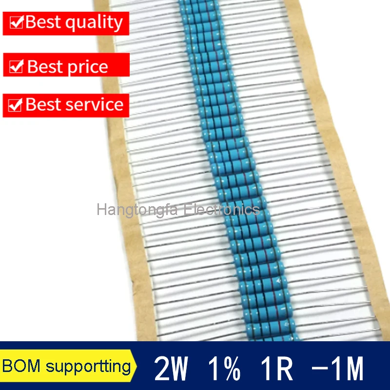 Resistencia de película metálica 20 piezas, 2W, 1% 1R ~ 1M, 2.2R, 4.7R, 10R, 22R, 47R, 100R ...