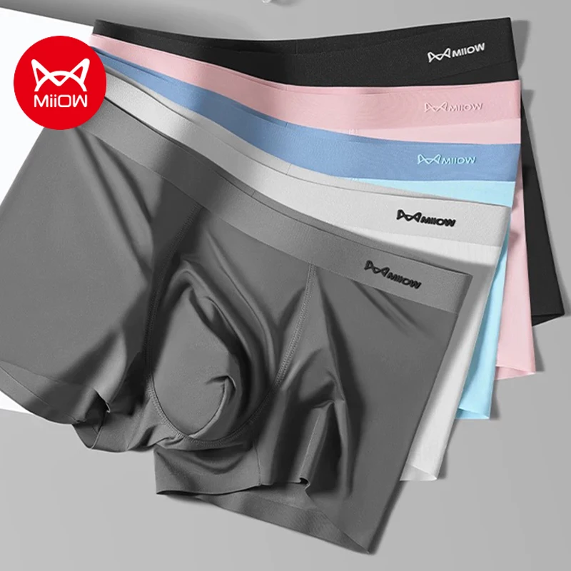 MiiOW 3Pcs Ice Silk Men's Underwear Boxers Graphene Antibacterial ...
