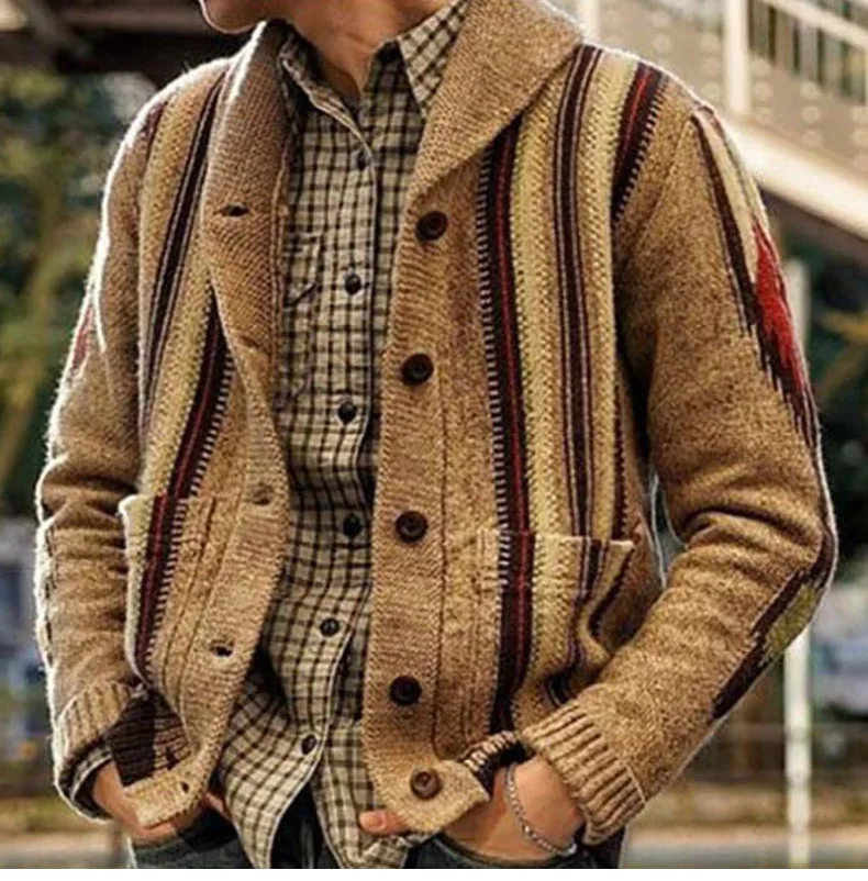 Mens Knitted Jacket Sweater Cardigan Warm Tops Coat Casual Solid Men's ...