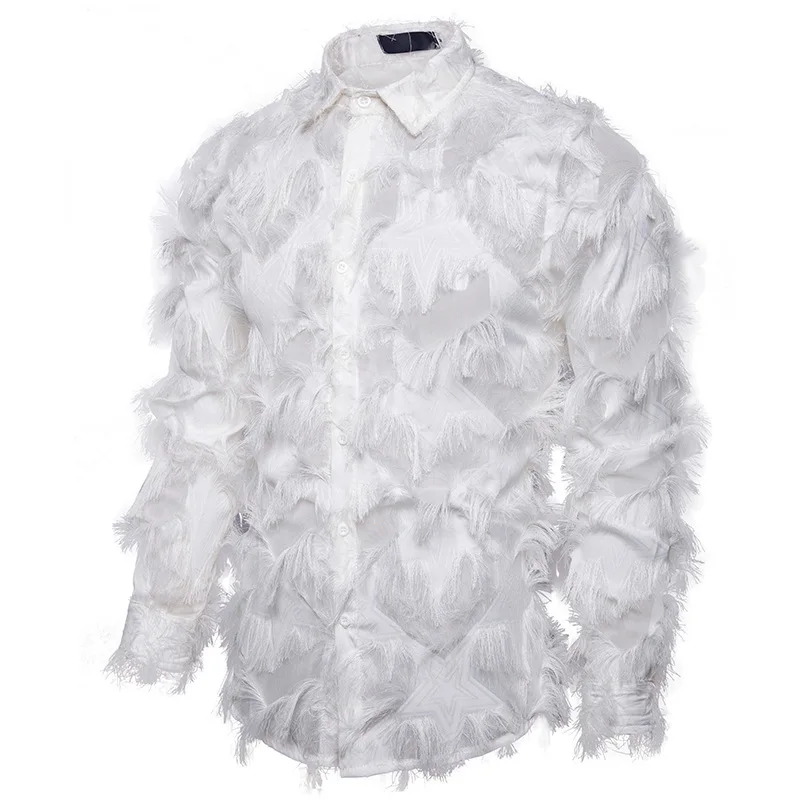 Sexy-Feather-White-Dress-Shirt-for-Men-Korean-Luxury-Casual-Tuxedo-Long ...