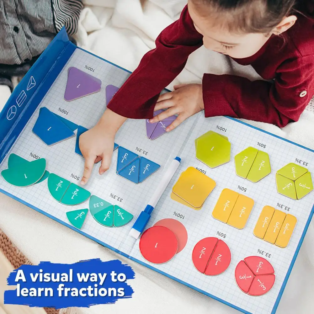 Kids-Fraction-Tiles-Educational-Magnetic-Fraction-Book-with-Tiles-for ...