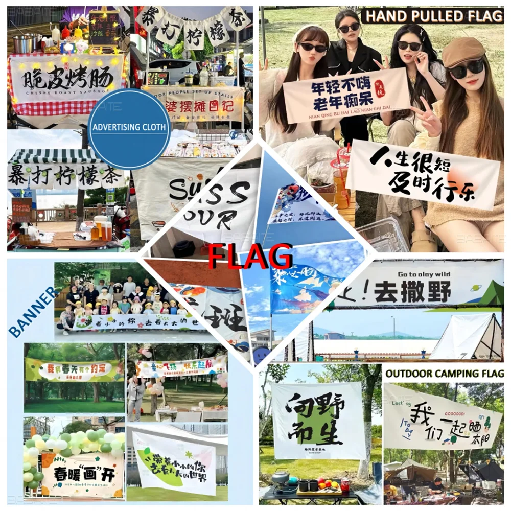 Custom Family Hand Creative Pattern Hanging Flag Polyester Printed ...