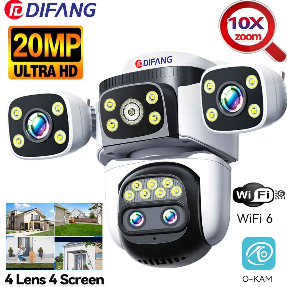 10K-Home-Security-WiFi-Camera-Four-Lens-Four-Screen-PTZ-360-10X-Optical ...