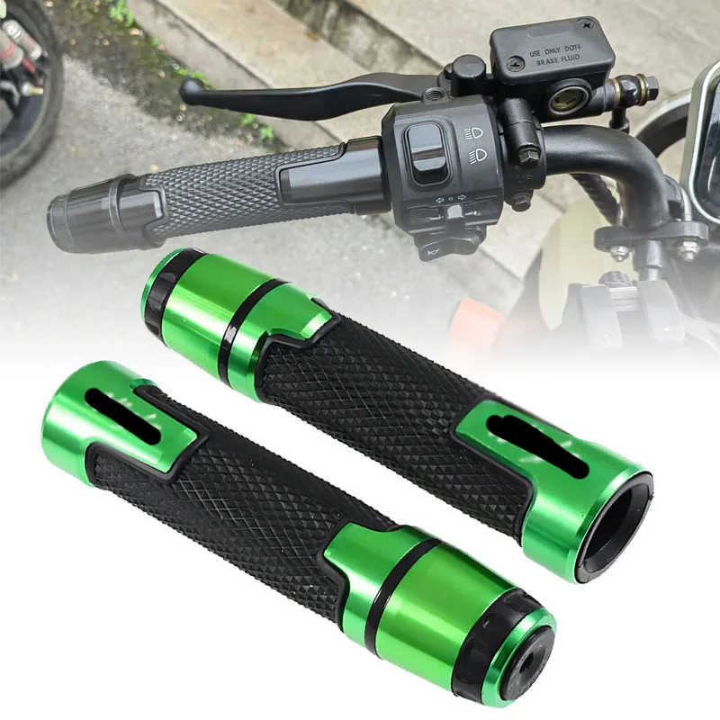 Motorcycle-7-8-22mm-Aluminum-Rubber-Handlebar-Grips-Ends-Handle-Caps ...