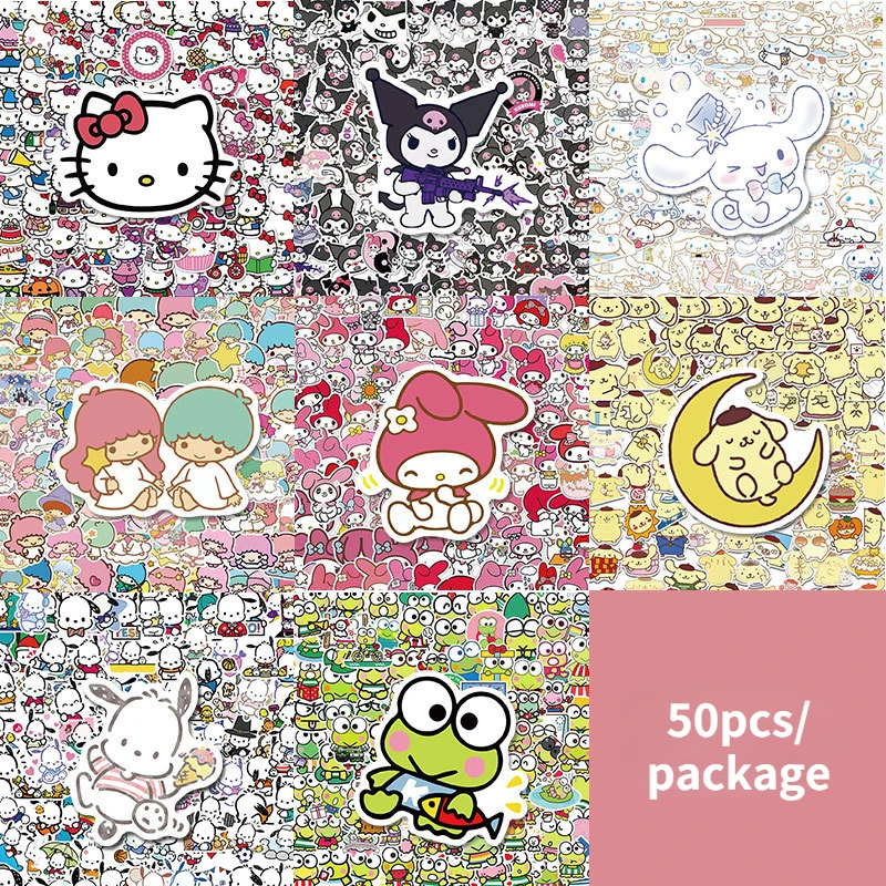 50-szt-Naklejki-Sanrio-Hello-Kitty-Kuromi-moja-melodia-naklejki-Anime ...