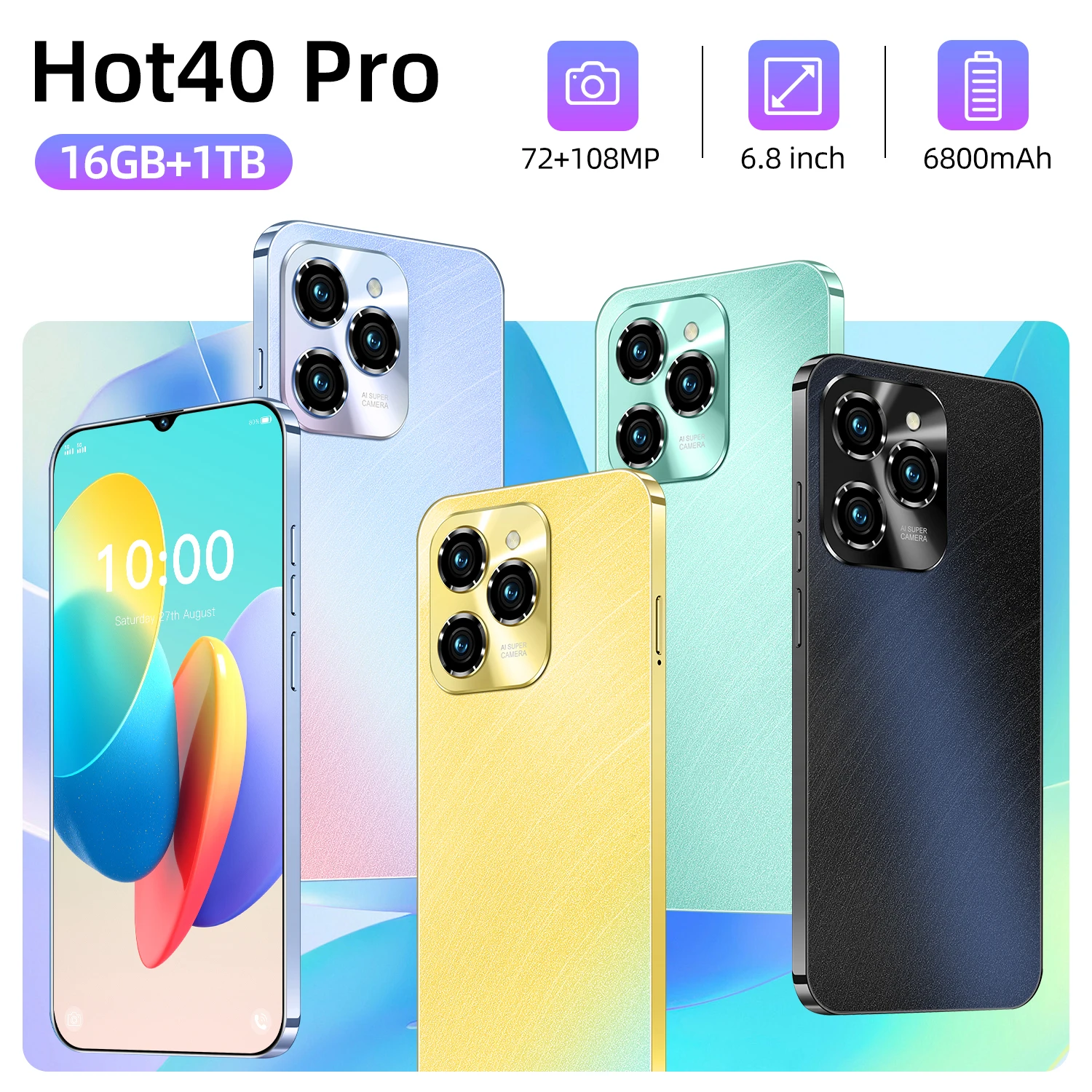Tel-fono-Inteligente-HOT40-Pro-7-5-HD-Android-14-desbloqueado-4G-5G ...