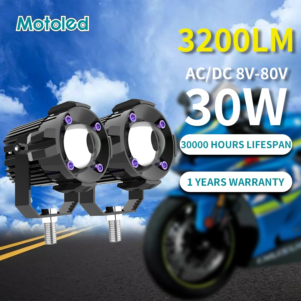 Faro-LED-Universal-para-motocicleta-focos-de-doble-Color-para ...