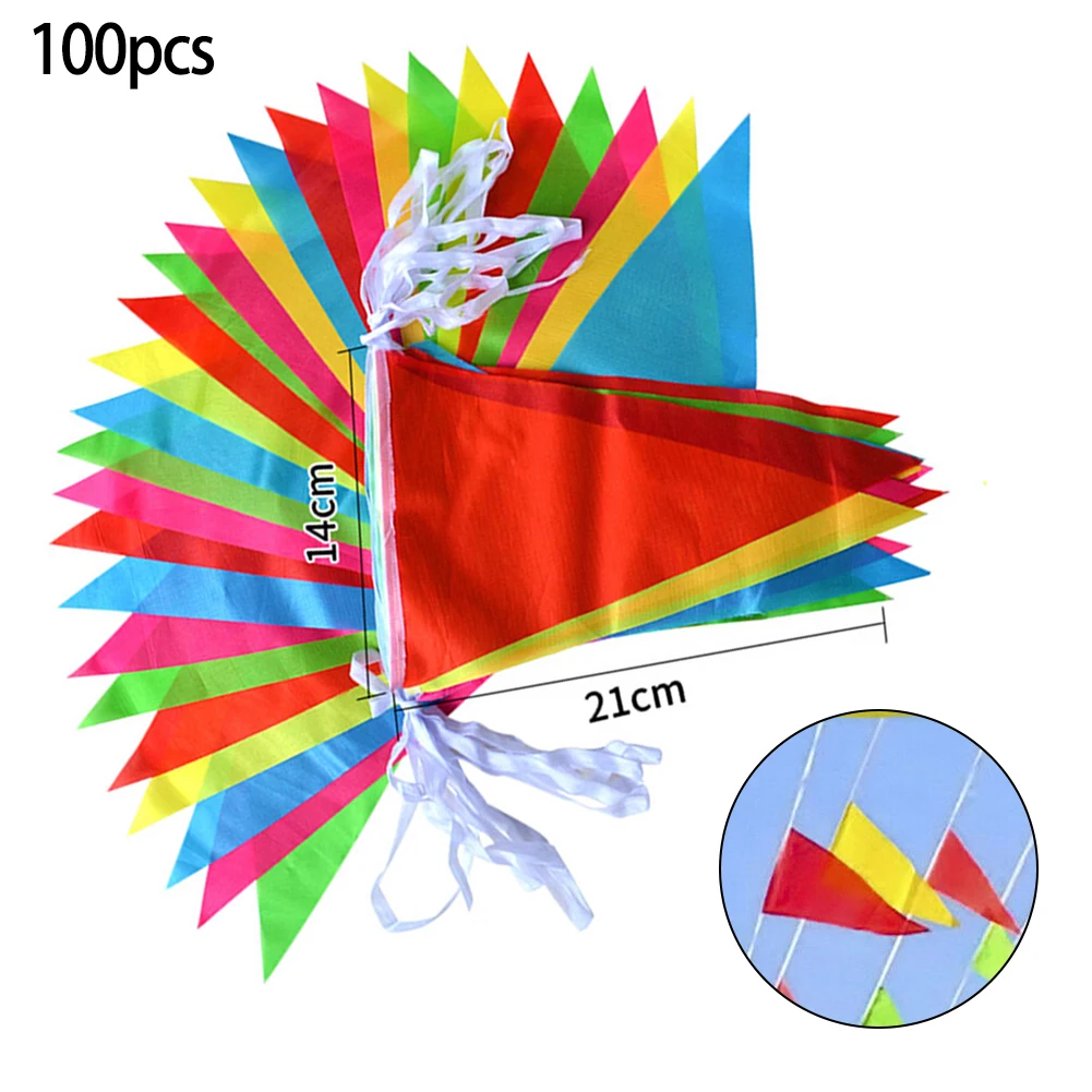 50M-100-Flags-Multicolored-Triangle-Flags-Bunting-Party-Banner-Triangle ...