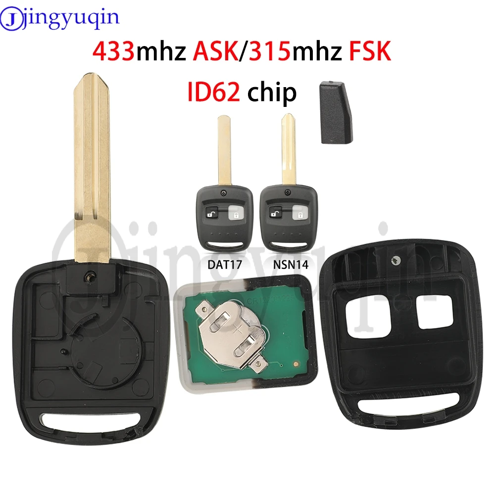 jingyuqin 2 Buttons 315MHz FSK /433Mhz ASK 4D62 chip For Subaru ...