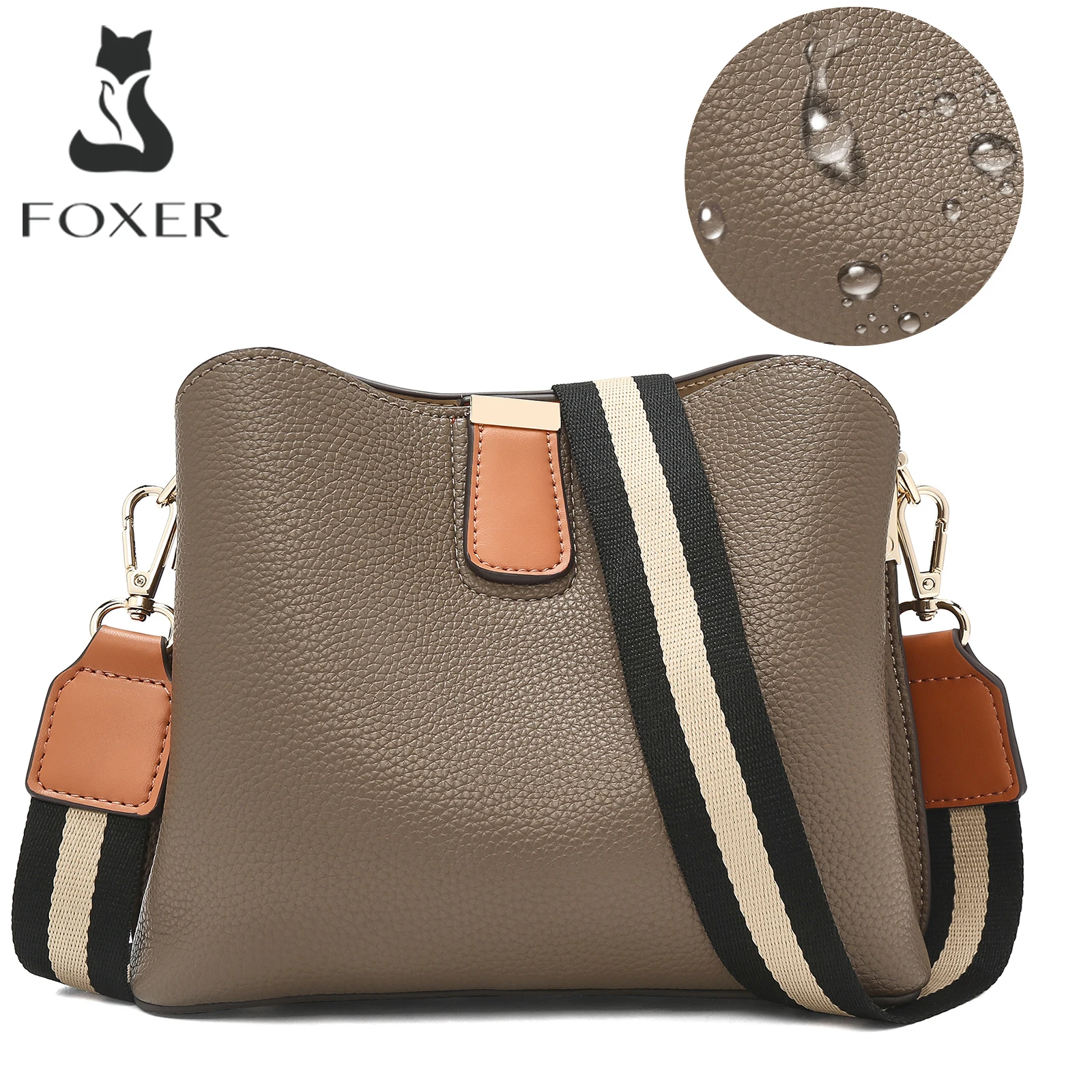 FOXER Brand New Shoulder Bag for Women PU Leather Retro Large Capacity ...