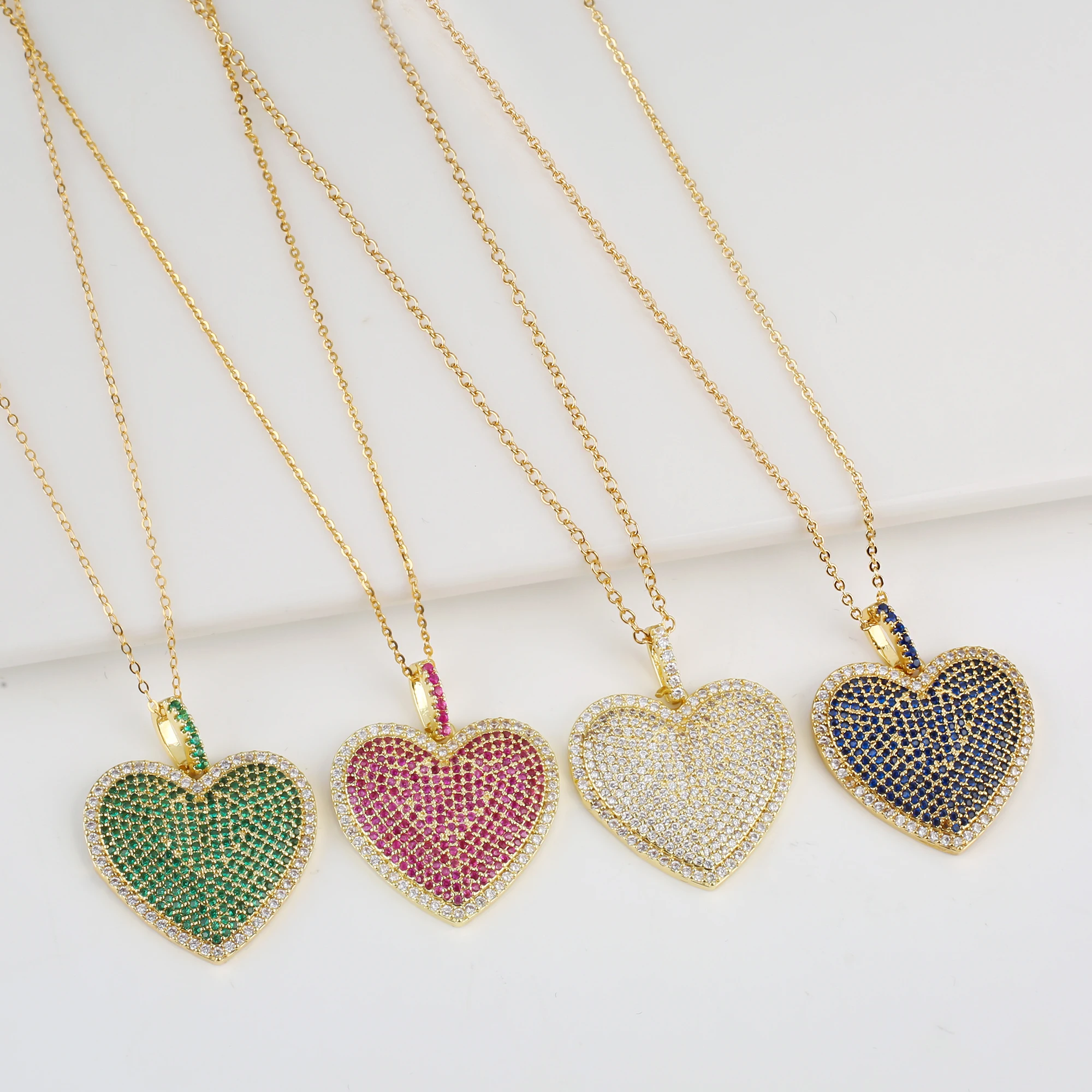Fashion Luxury Heart Shape Cubic Zirconia Pendant Necklace Elegant for ...