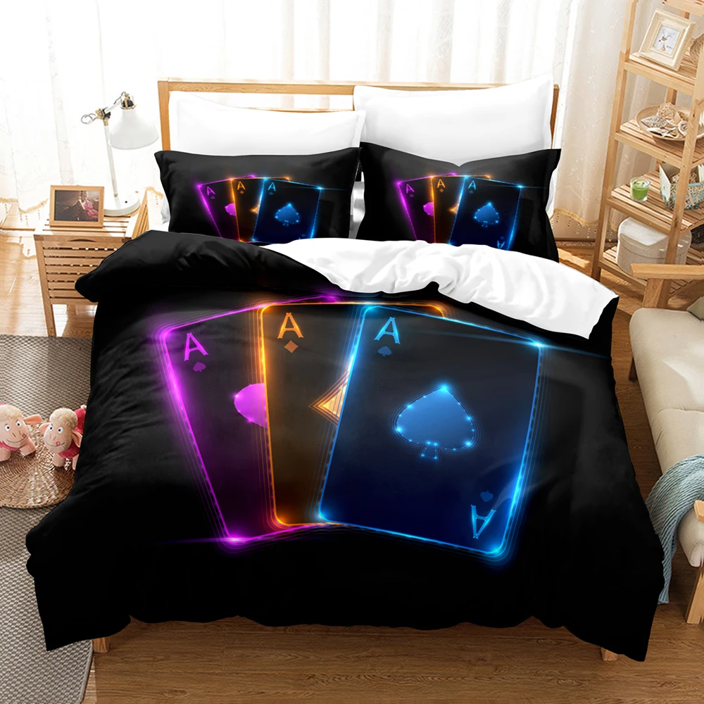 3D-Playing-Cards-Bedding-Sets-Duvet-Cover-Set-With-Pillowcase-Twin-Full ...