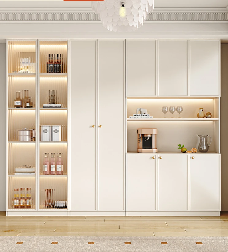 Modern minimalist storage cabinet with solid wood for dining and living ...