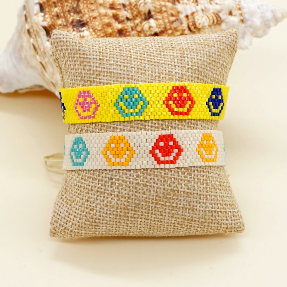 Bohemia Smile Face Elastic Beaded Bracelets for Women Bohemia Beads ...