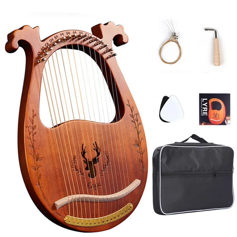 Lyre-Harp-16-19-Strings-Lyre-Piano-Wooden-Mahogany-Musical-Instrument ...