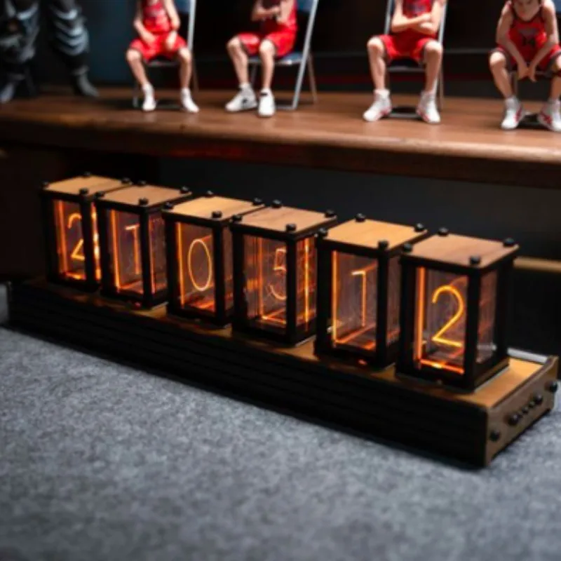 1PC-Luxury-Nixie-Glow-Tube-LED-Clock-Wood-DIY-Table-Creative-Electronic ...
