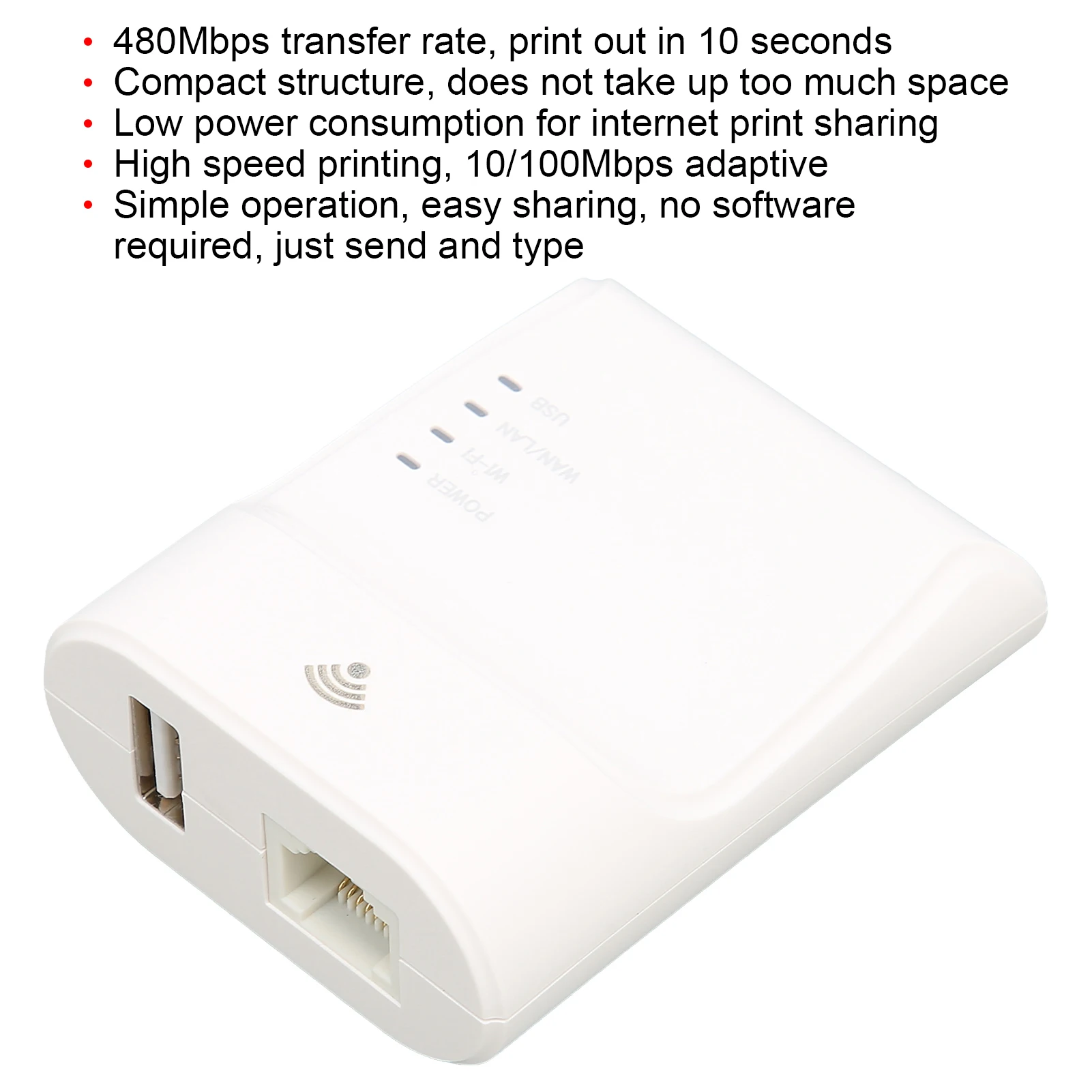 Wireless USB Print Server 10/100Mbps Adaptive 480Mbps Transmission ...