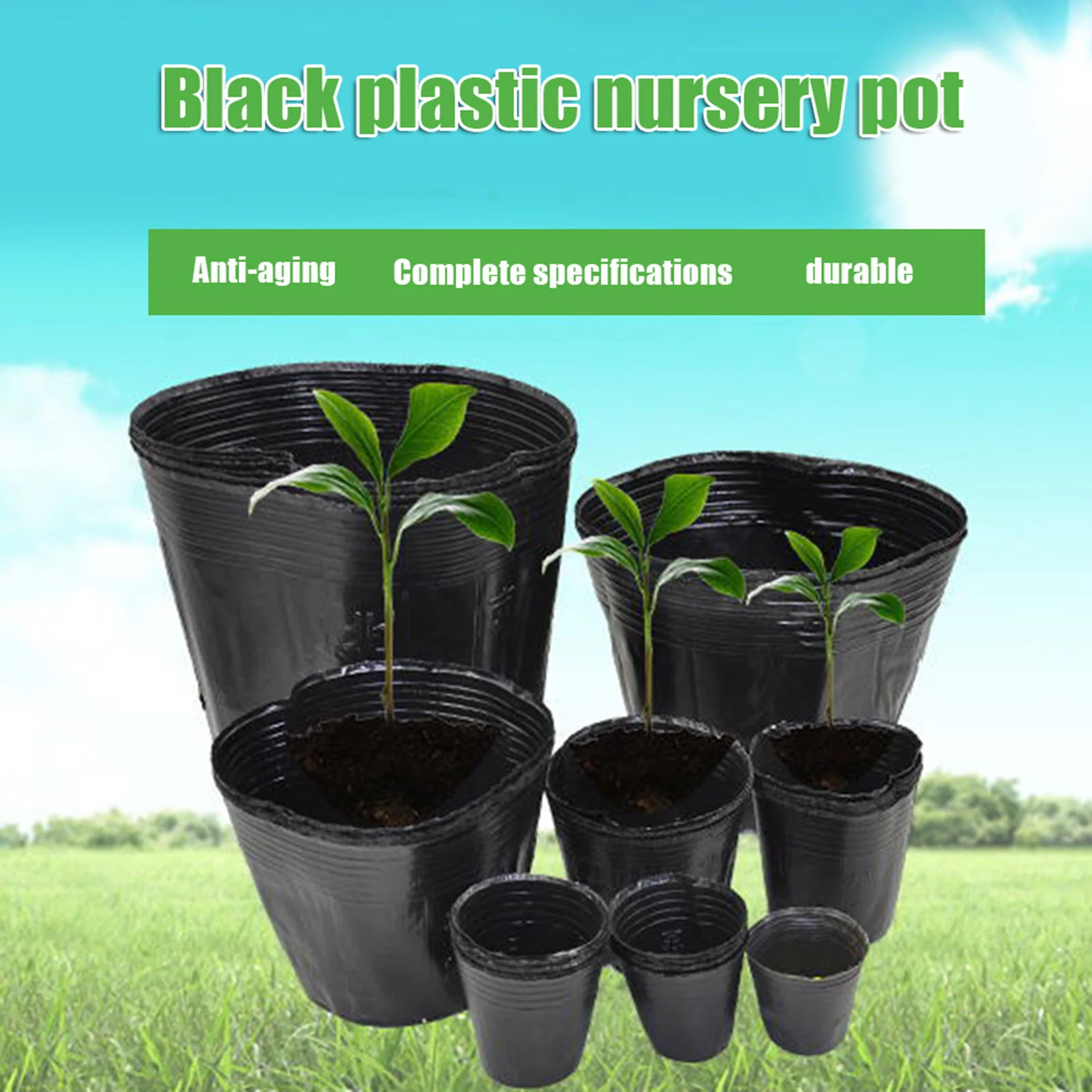 50/100Pcs Plastic Seedlings Starter Pot Black Flexible Plastic Seedling ...