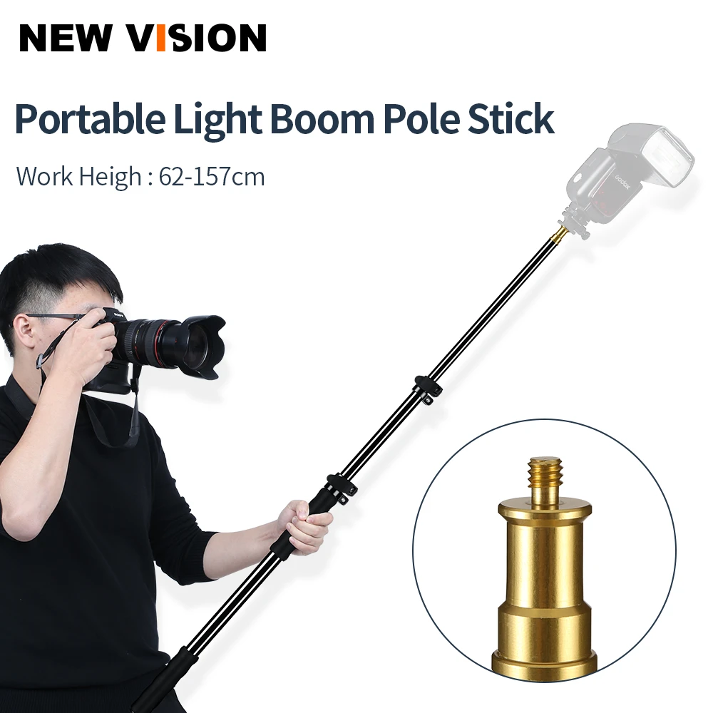 25.5"-62" / 62-157cm Extension Support Rod Photography Flash Speedlite ...