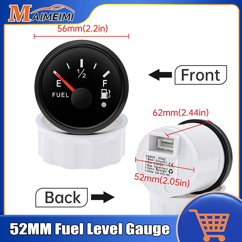 52MM-Universal-Gas-Fuel-Level-Gauge-Analogue-LED-Car-Marine-Boat-240-33 ...