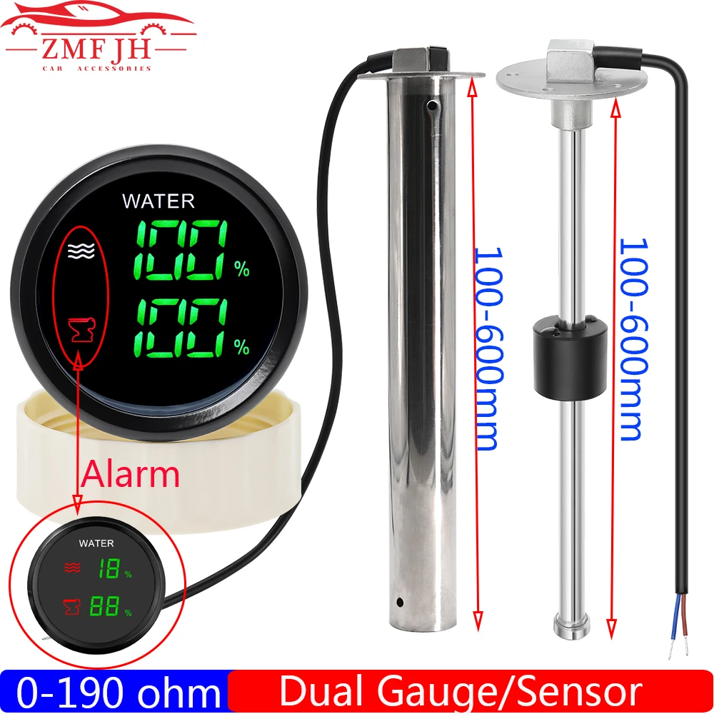 Digital Dual 52mm Gauge With Warning Water Level Meter+sewage Level ...