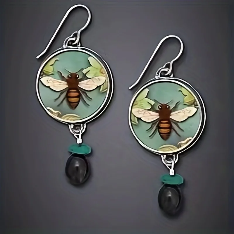 Pendientes-de-abeja-misteriosa-para-mujer-joyer-a-creativa-pintura ...