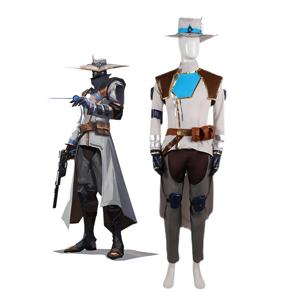 VALORANT-Cypher-disfraz-de-Cosplay-capa-sombrero-pantalones-conjunto ...
