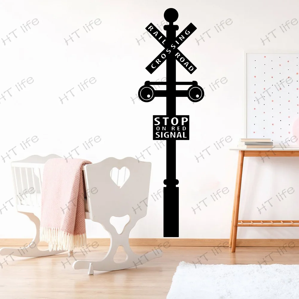 Vinyl-Home-Large-Railroad-Crossing-Sign-Wall-Decal-Baby-Nursery-Kids ...