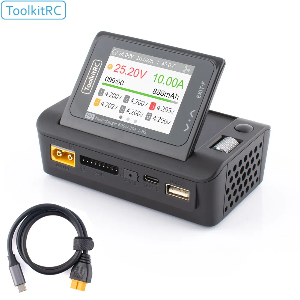 ToolkitRC M9 USB 고속 충전 DC 스마트 충전기, 1-8S Lipo LiHv LiFe 배터리용 오디오 기능 포함 ...