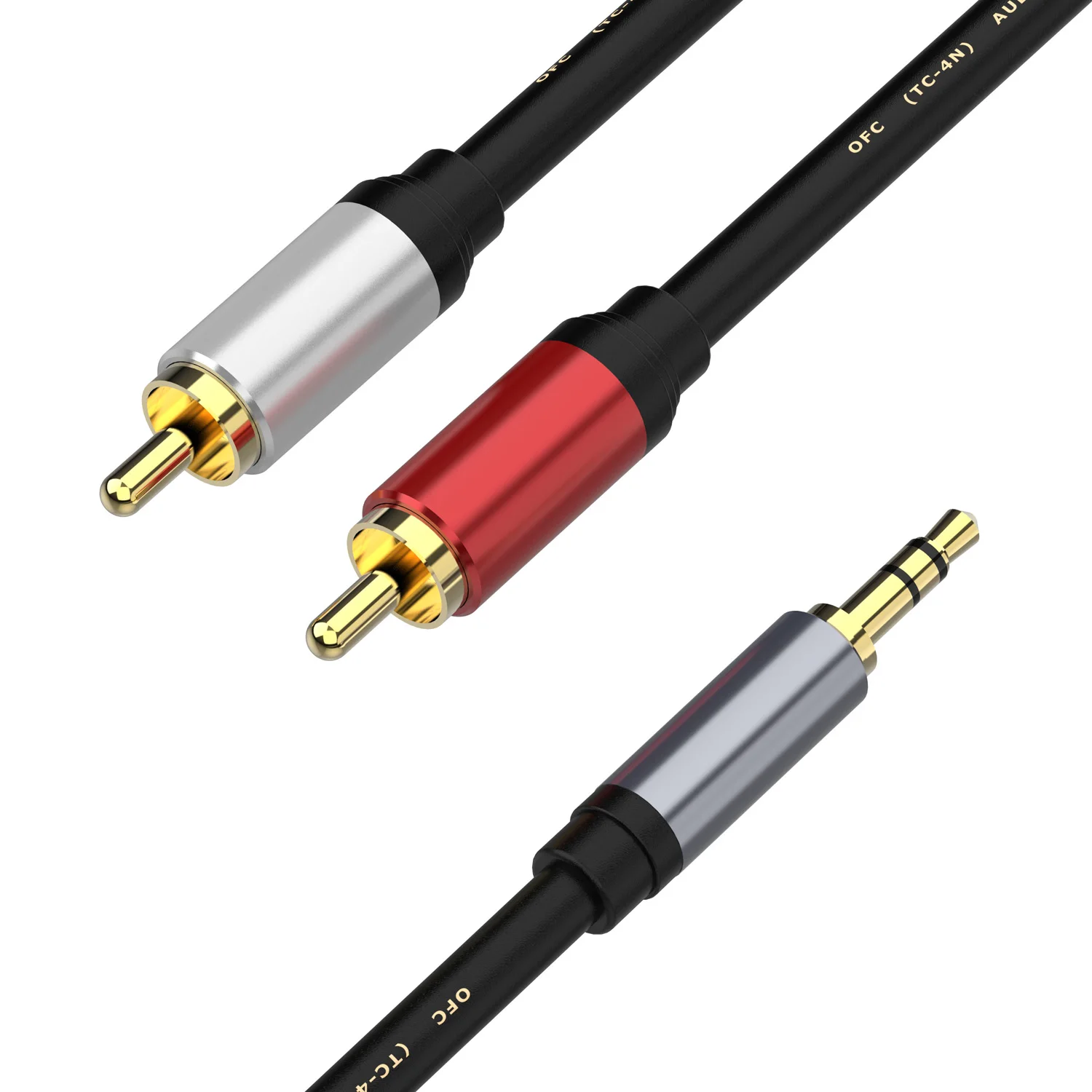 5 Foot Stereo Audio Jack To Dual RCA Adapter Cable Gold 3.5mm Stereo ...