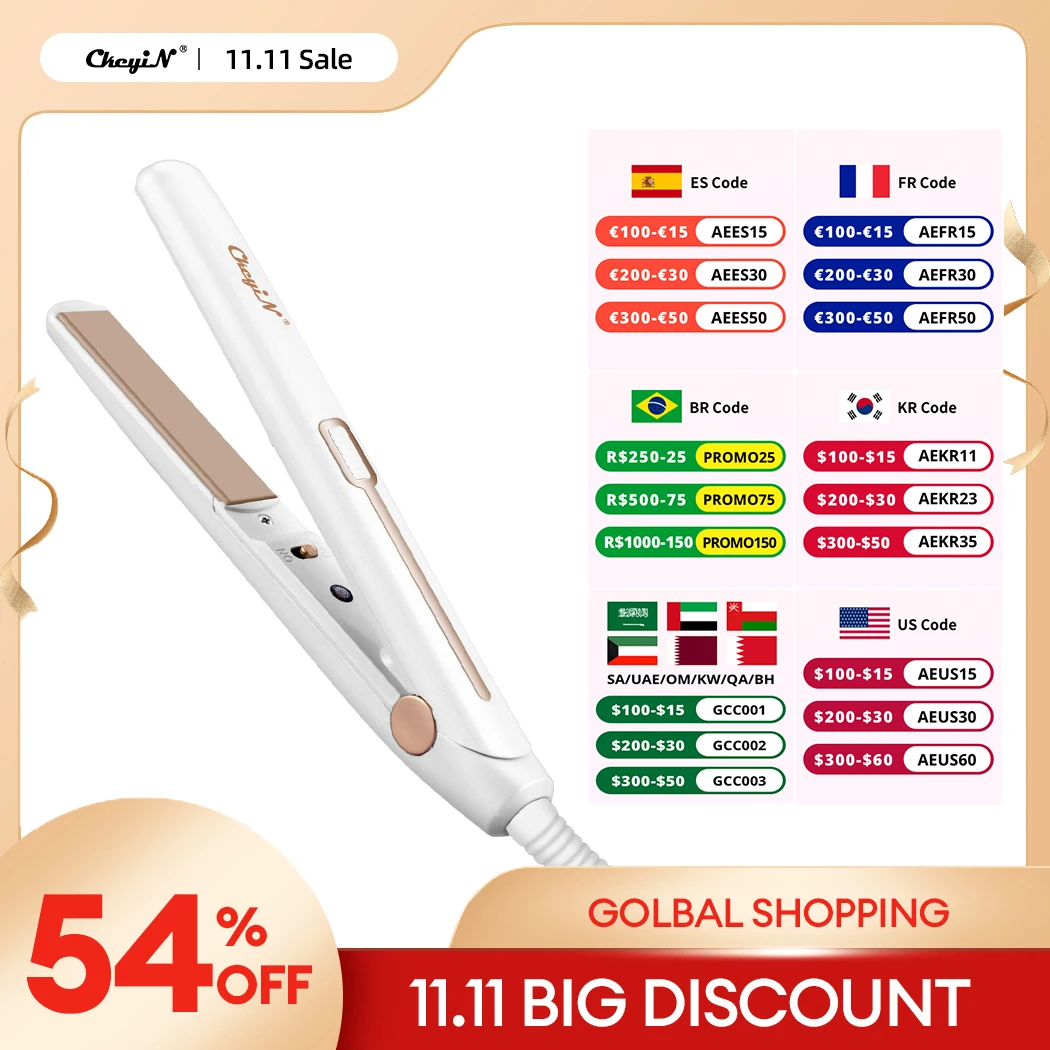 CkeyiN-20mm-Professional-2-in-1-Hair-Straightener-Mini-Hair-Curler-Thermostatic-Fast-Heat-Flat ...