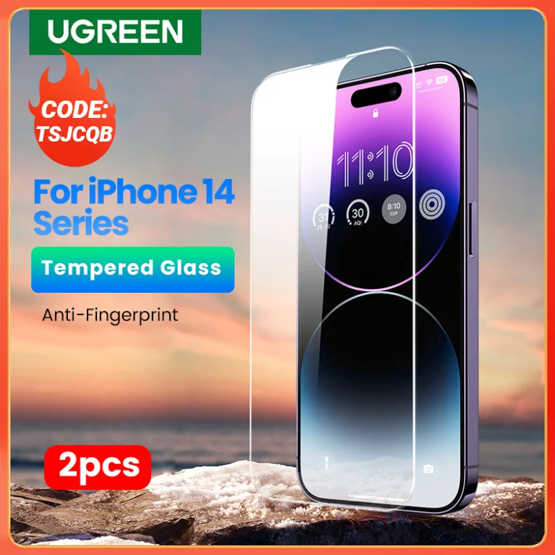 UGREEN 2PCS Screen Protector For iPhone 14 13 Pro Max Full Cover Film Tempered Glass For iPhone ...