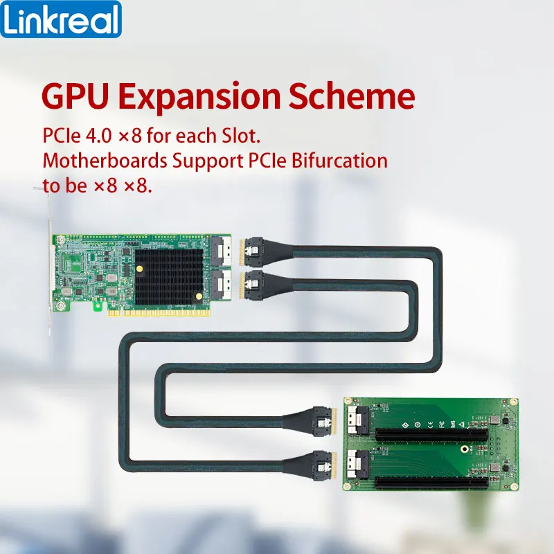 Linkreal Pcie 4.0 Sff-8654 Retimer Adapter And 2 Port Pcie Slot ...