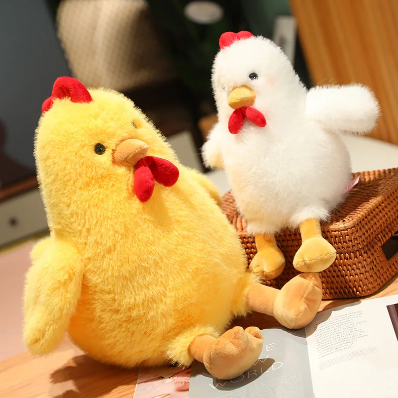 Cute-Yellow-White-Chicken-Plush-Toy-Soft-Cartoon-Chick-Doll-Stuffed ...