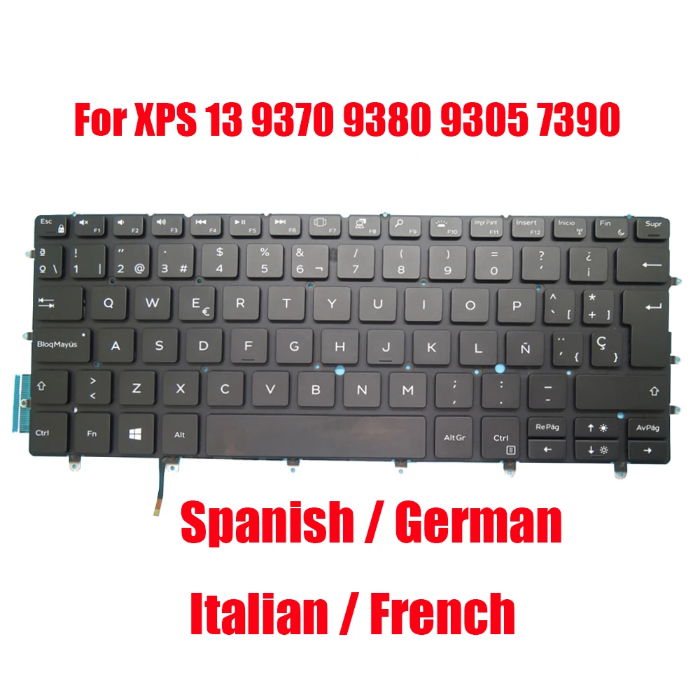 SP-GR-IT-FR-Laptop-Keyboard-For-DELL-For-XPS-13-9370-9380-9305-7390 ...