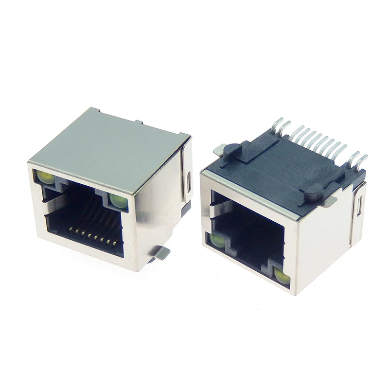 5PCS All-copper Rj45 socket with light belt shield with shrapnel 8P8C ...