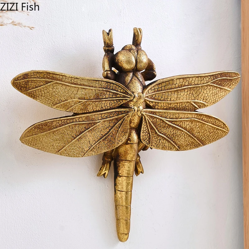 Golden Dragonfly Wall Hanging Ornaments Living Room Decoration Wall ...