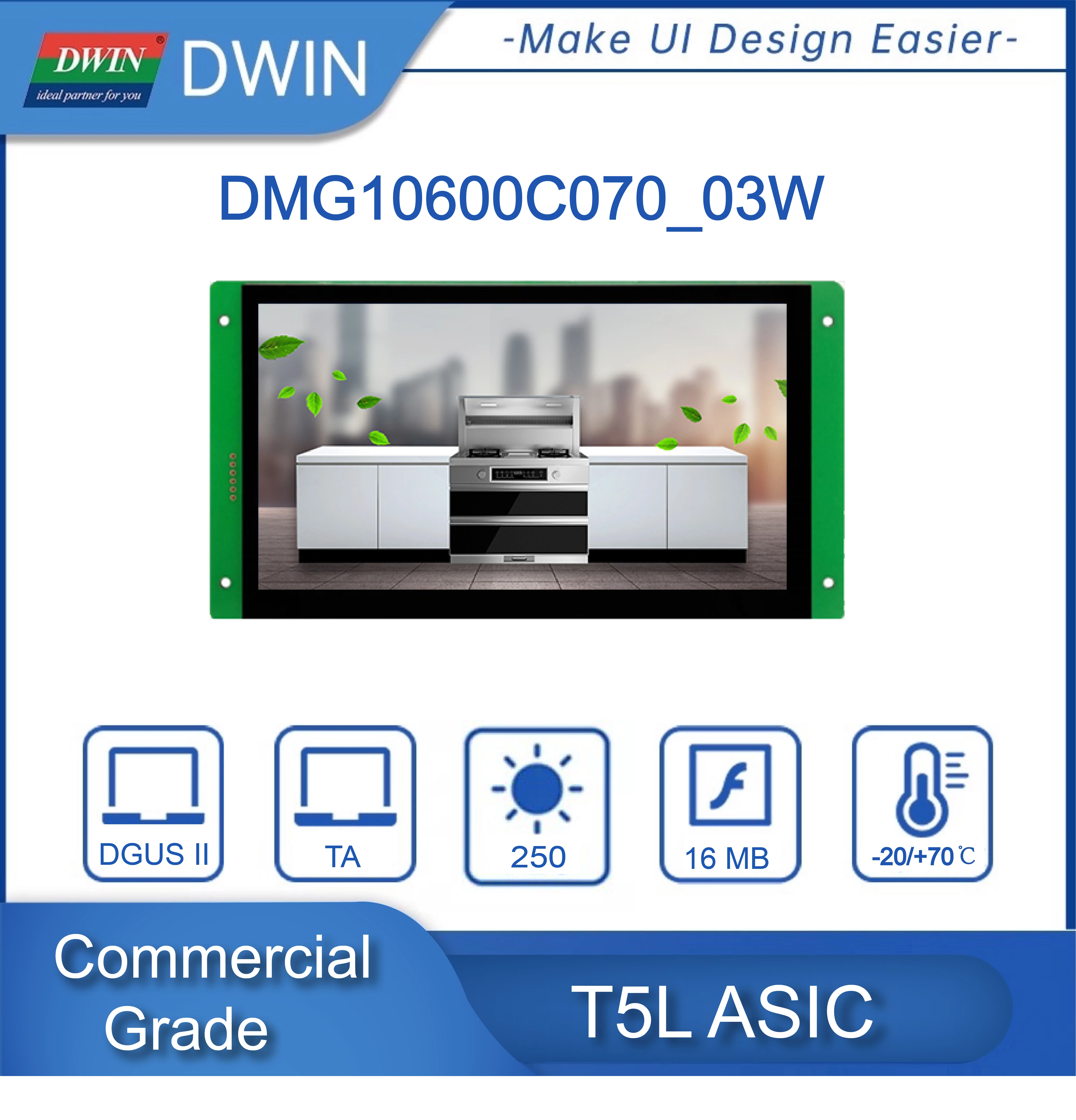 Dwin 7.0 Inch Tft Lcd Display, 1024*600 Hmi Smart Touch Panel For ...