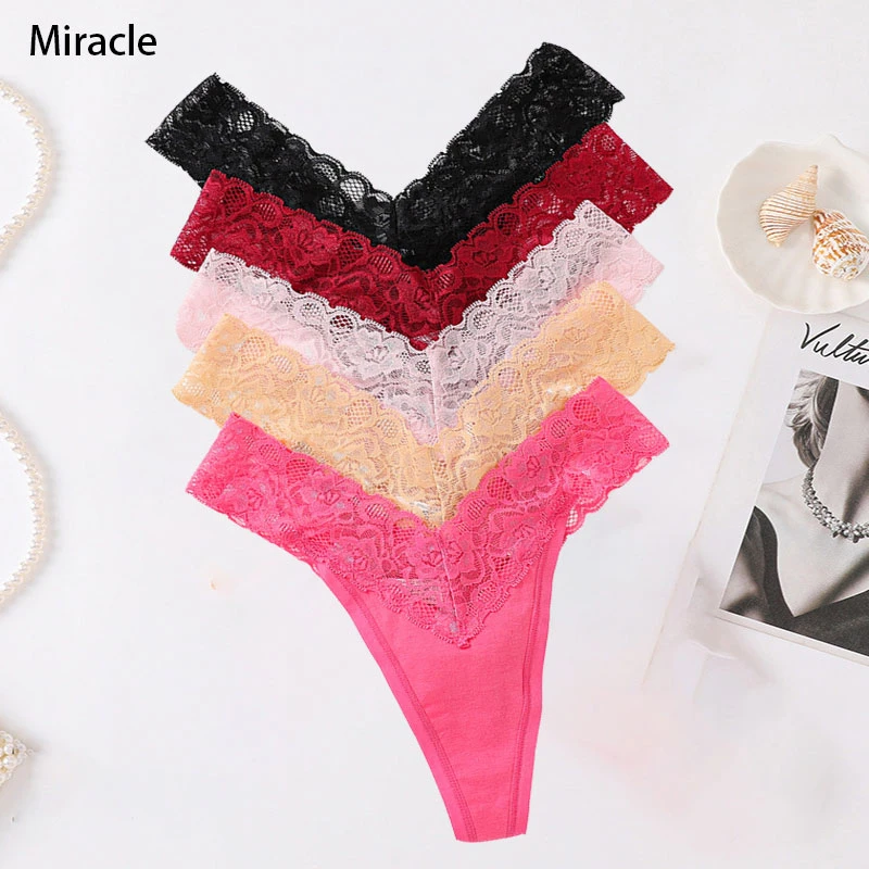 Women Sexy Thong Panties Cotton Lace Tangas Seamless Panties For Women ...