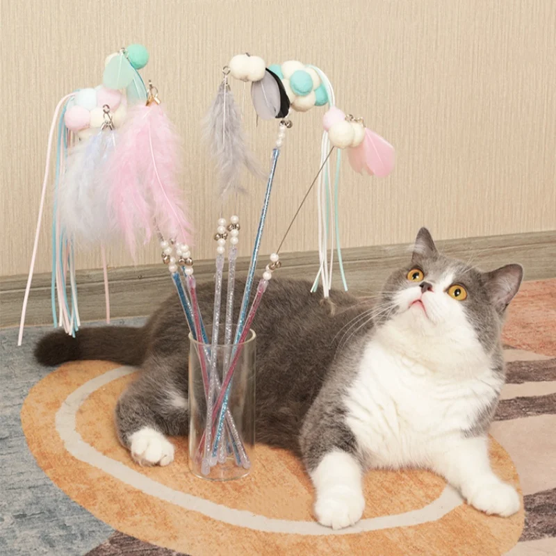 Fairy-Tale-Cat-Teaser-Colorful-Plush-Ball-Toy-Trefoil-Clover-Feather ...