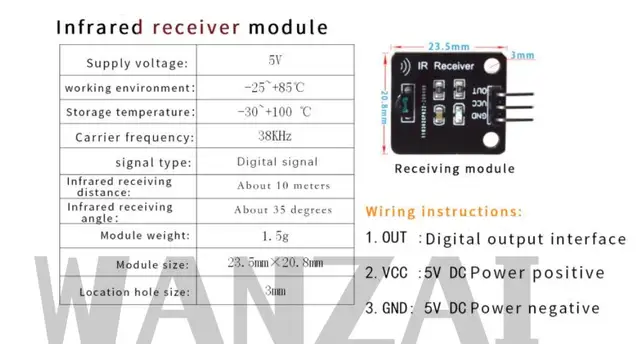 Ir Injector Digital 38KHz IR Receiver Sensors Switch Detector Module ...