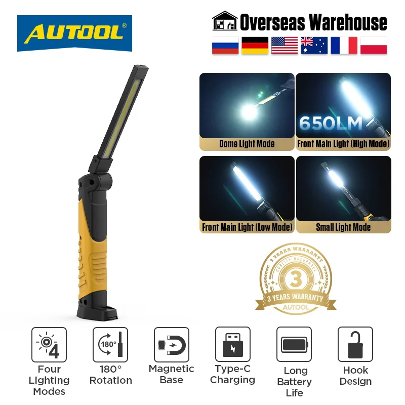 AUTOOL-SL820-Rechargeable-Work-Light-Auto-LED-Maintenance-Flashlight ...