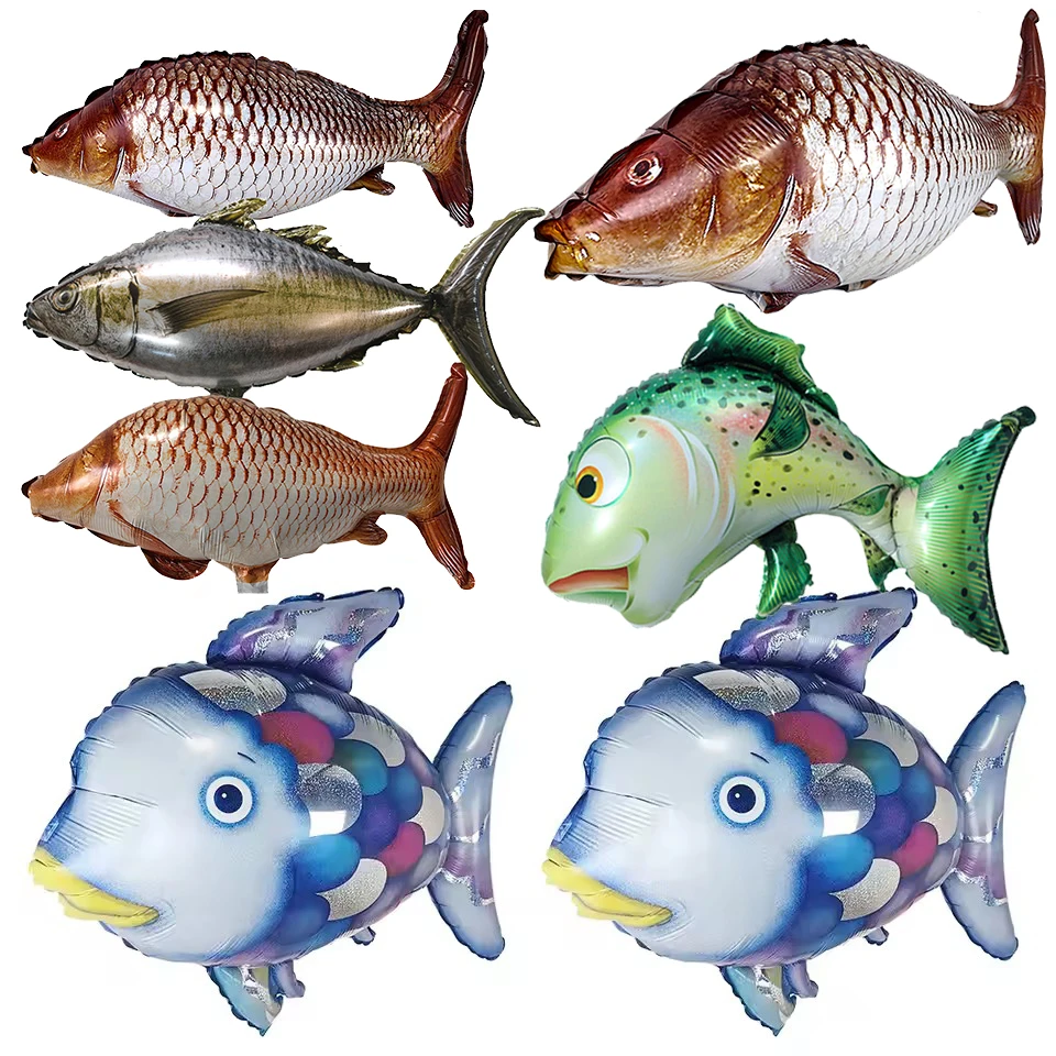 Fishing Themed Party Balloons Green Blue Fish Latex Helium Balloon Fish ...