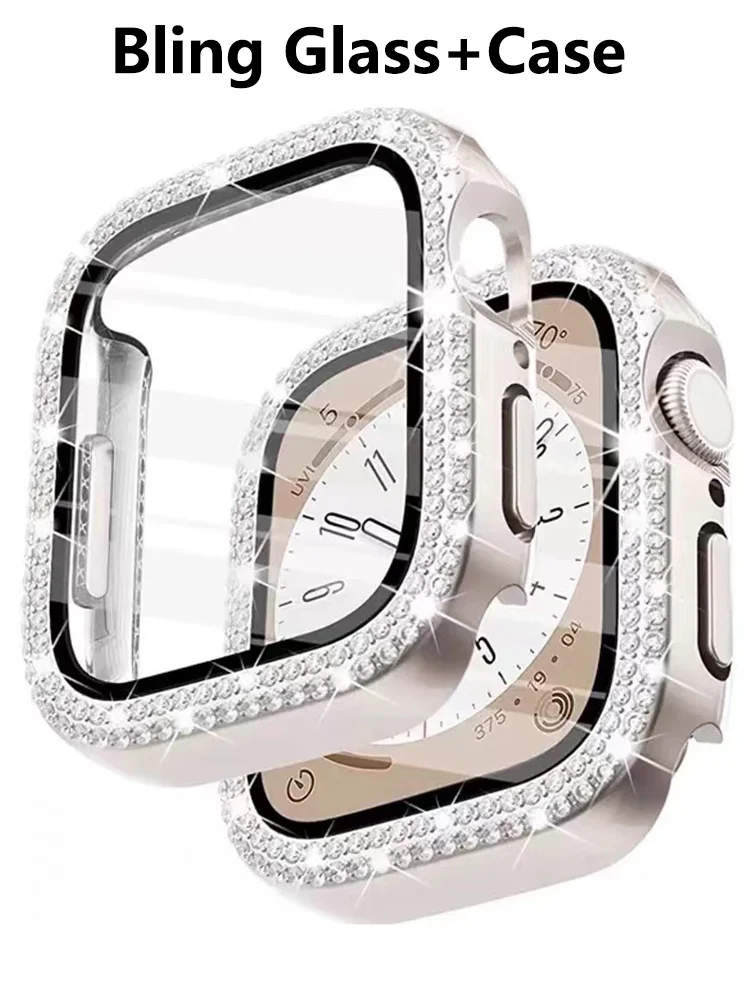 Bling-Glass-Cover-For-Apple-Watch-Case-44mm-45-41mm-40mm-44-mm-women ...
