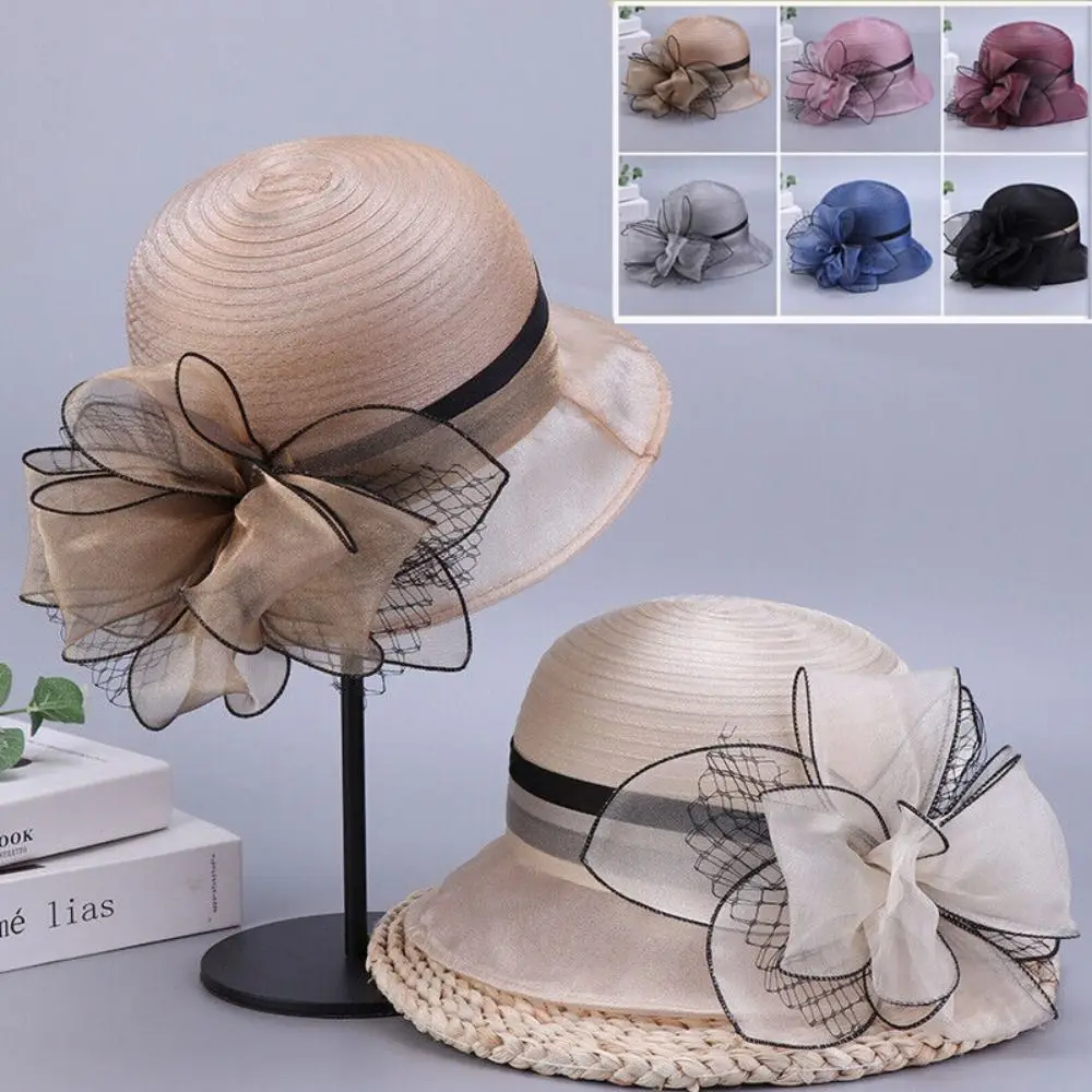 Organza-Summer-Basin-Hat-New-Flower-Tea-Hat-Women-Fisherman-Hat ...