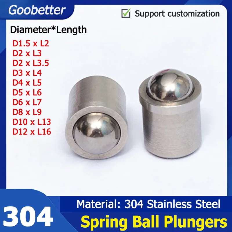 1-50pcs 304 Stainless Steel Ball Plungers 2/3/4/5/6/8/10/12/13/16mm ...
