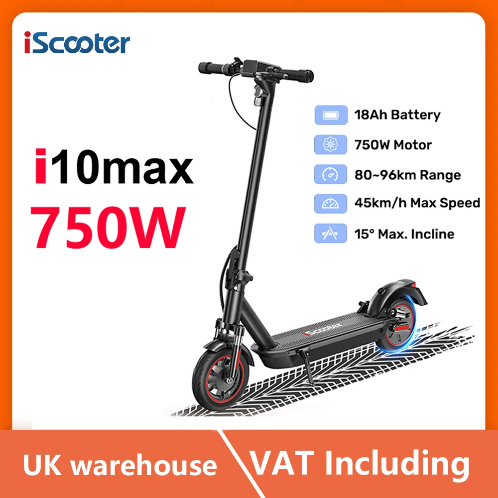 iScooter i10max Electric Scooter 18Ah 750W Scooter 10inch Foldable Kick ...