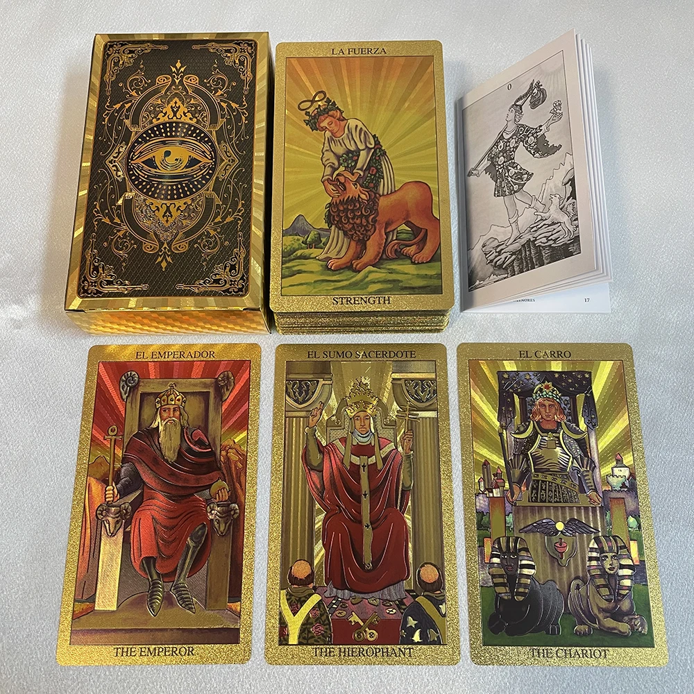Spanish-Gold-Foil-Tarot-Cards-12x7cm-Divination-Deck-for-Beginners-with ...